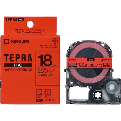 문구 및 사무용품 통판 "Office Japan" King Jim Tepra PRO 테이프 SK18R 검은 글자가 들어간 형광 ...
